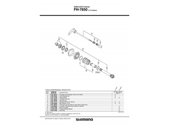 KONUS SHIMANO FH7850 LEFT LOCK NUT M14 &amp; CONE M14 W/DUST CAP Y3D198040 SHIMANO