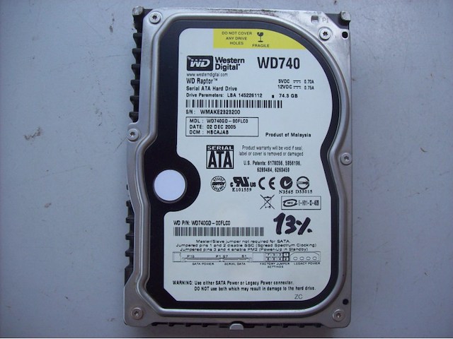 WD Raptor 74 Gb ,sata 3.5 inca(WD740)