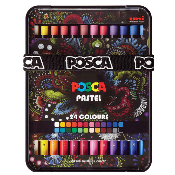 Umetničke voštane pastele, metalna kutija 1/24, KPA-100 (1.0-6.8mm), POSCA Uni