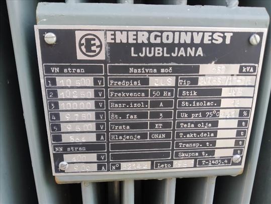 Transformator Energoinvest, 10 kV/0,4 kV, 630 kVA