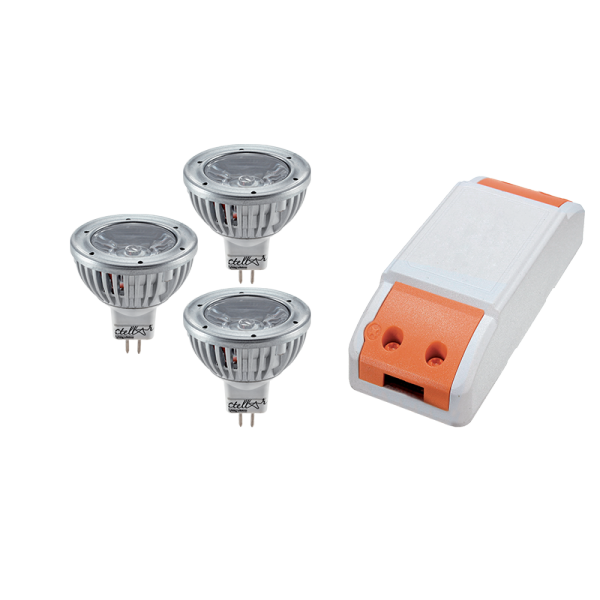 КОМПЛЕКТ LED ДРАЙВЕР 12W+ 3X LED1 3W 2700K MR16