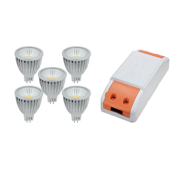 КОМПЛЕКТ LED ДРАЙВЕР 36W+ 5X LED3 3W 4000K MR16