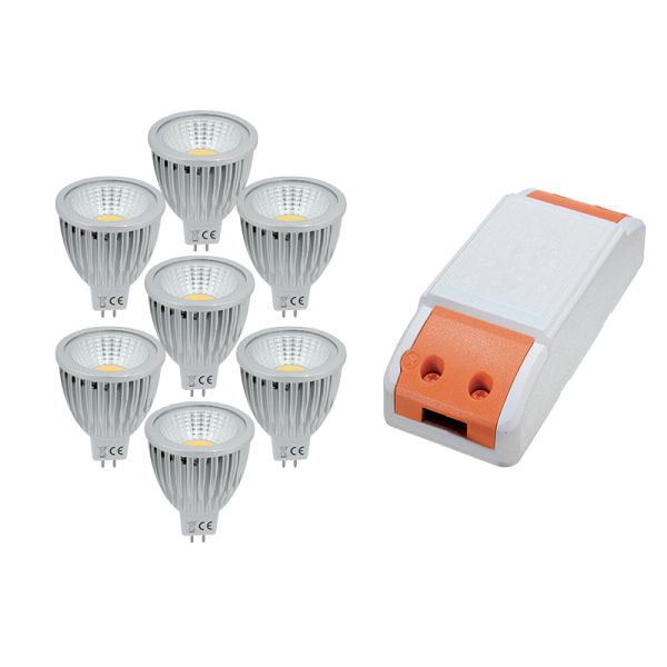 КОМПЛЕКТ LED ДРАЙВЕР 36W+ 7X LED3 3W 4000K MR16