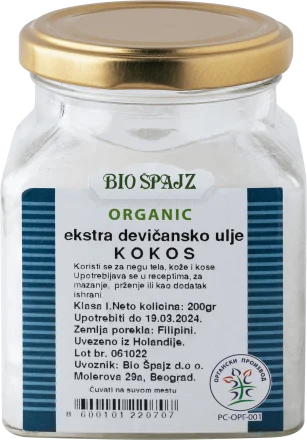 BioŠpajz
KOKOS - ekstra devičansko ulje, 200 g