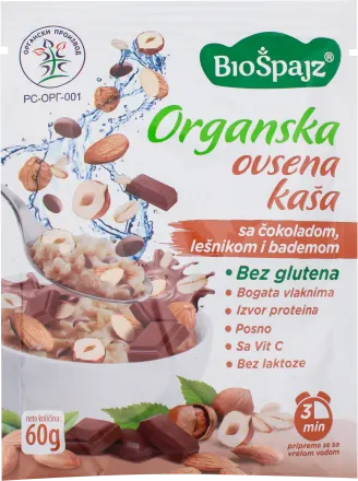 BioŠpajz
Ovsena kaša - čokolada, lešnik i badem, 60 g