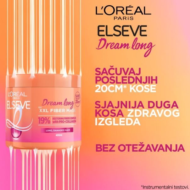 L'Oréal Paris Elseve Maska za kosu Dream long XXL fiber, 400 ml