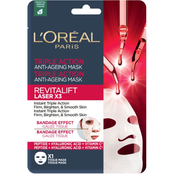 L'Oreal Paris Maska za lice u maramici Revitalift LaserX3 triple action