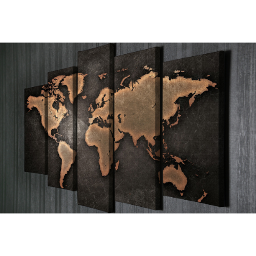 Slike karte sveta, set sa 5 slika, 105x70 cm