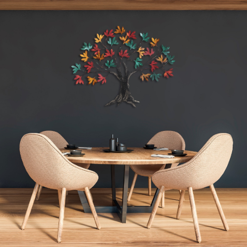 Zidna dekoracija drvo sa šarenim lišćem 115x94x4 cm