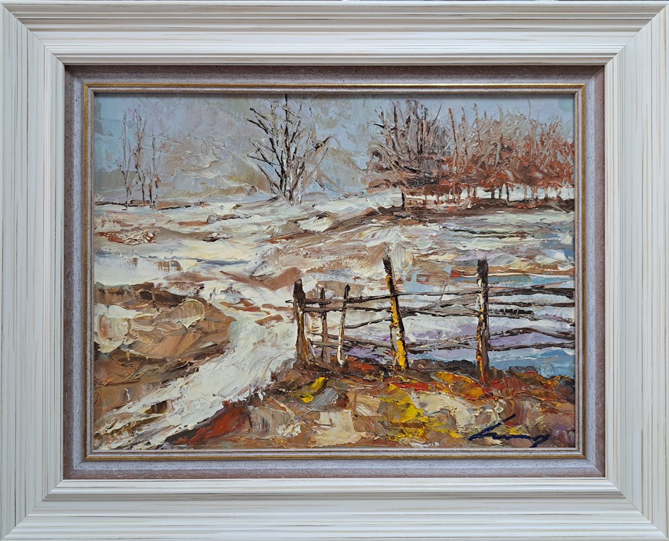 Sneg, ulje na platnu, Ivan Vanja Milanović, sa 42×52 cm, bez 30×40 cm, sertifikat, 12980 dinara