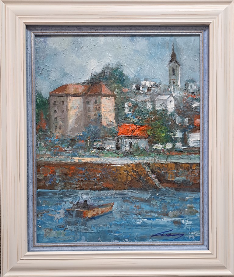 Grad, ulje na platnu, Ivan Vanja Milanovic, sa 65×55 cm, bez 50×40 cm, sertifikat, 150 evra