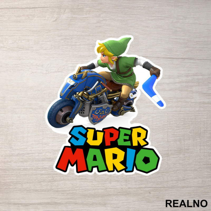 LINK VOZI KARTING - ZELDA - SUPER MARIO - NALEPNICA