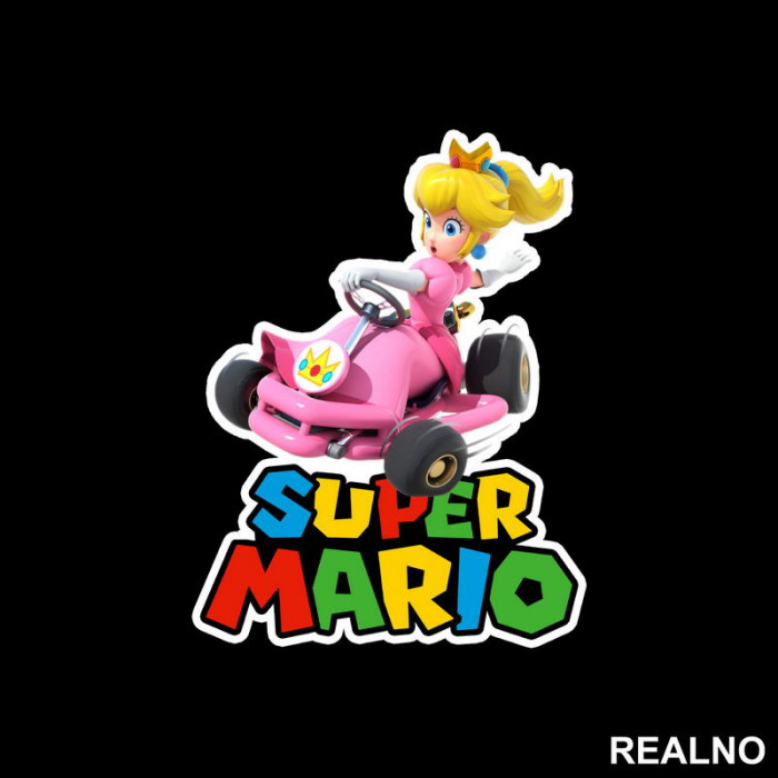 PRINCEZA BRESKVICA - PRINCESS PEACH - VOZI KARTING - SUPER MARIO - NALEPNICA