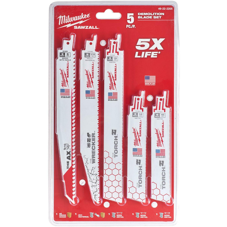 Milwaukee Set listova sabljaste testere SAWZALL, 5 kom, 49222205