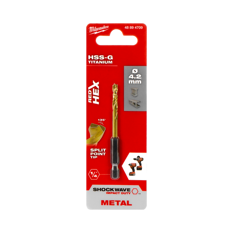 Milwaukee Udarna burgija za metal, HSS-G Tin, 4,2 x 28/74 mm, 48894709