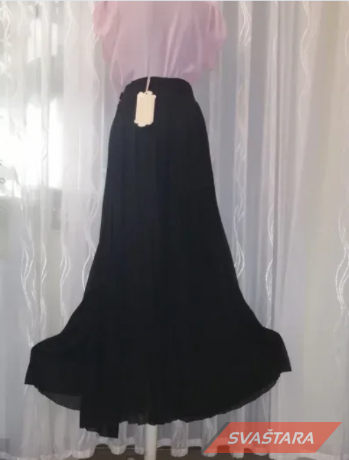 Crna plise duga suknja sa šlicem AIMITE