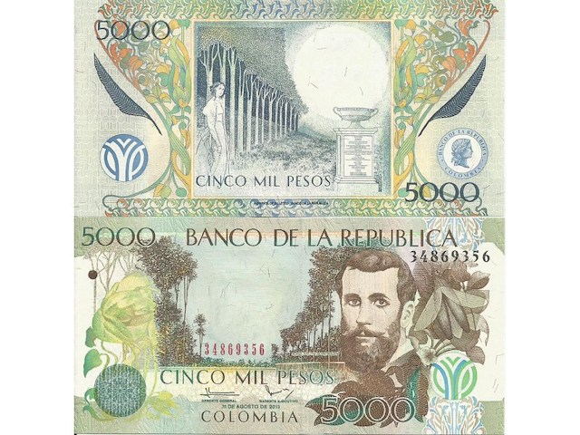 Colombia 5000 pesos 2013. UNC