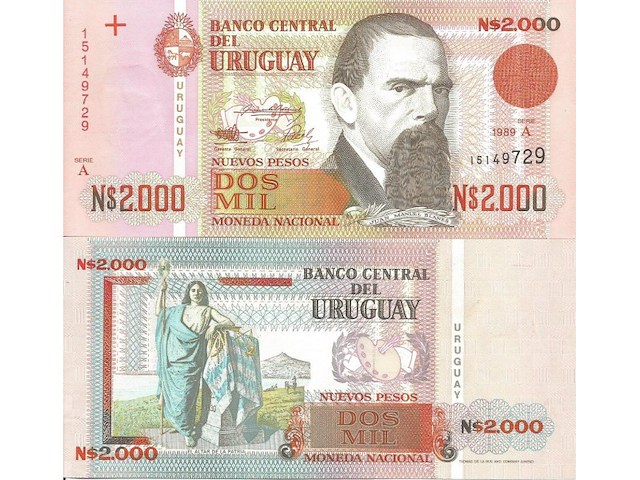 Uruguay 2000 pesos 1989. UNC