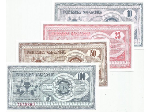 Makedonija 10-25-50-100 denara 1992. UNC set