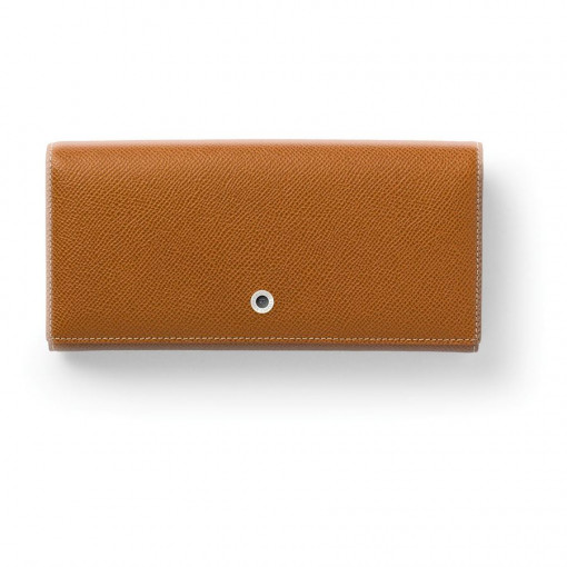 Ladies' purse with press fastener, Cognac