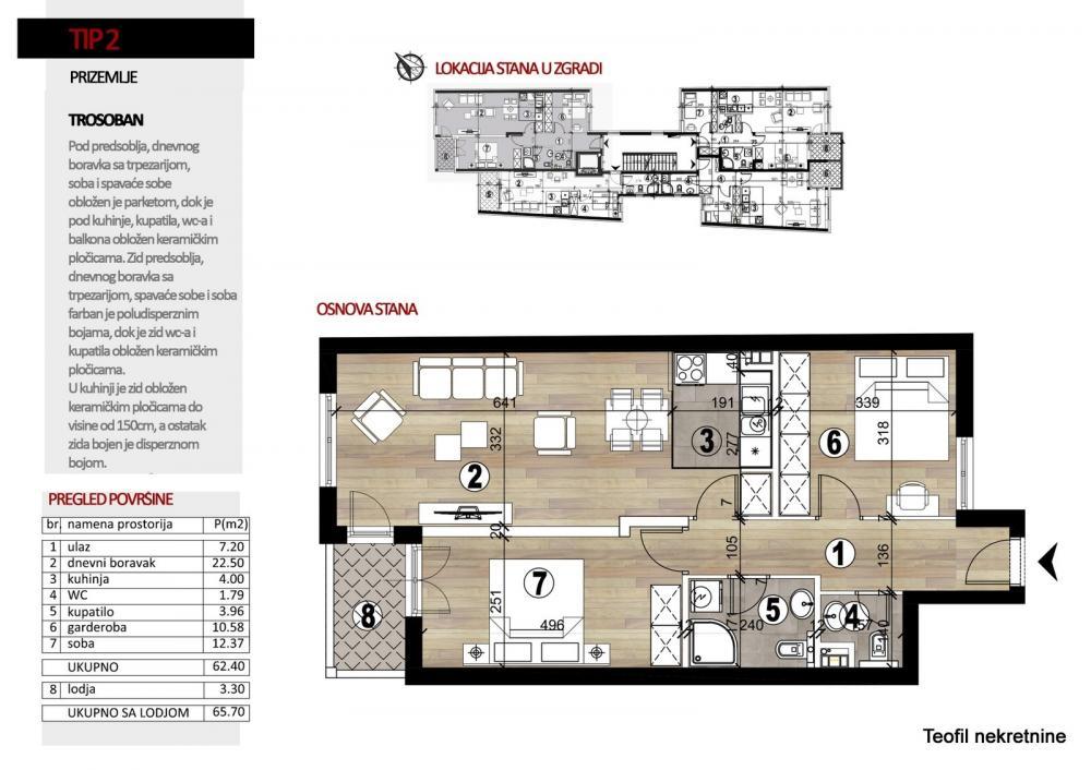 Čelopečka, Trosoban stan na prodaju, 66m2, 230.000€