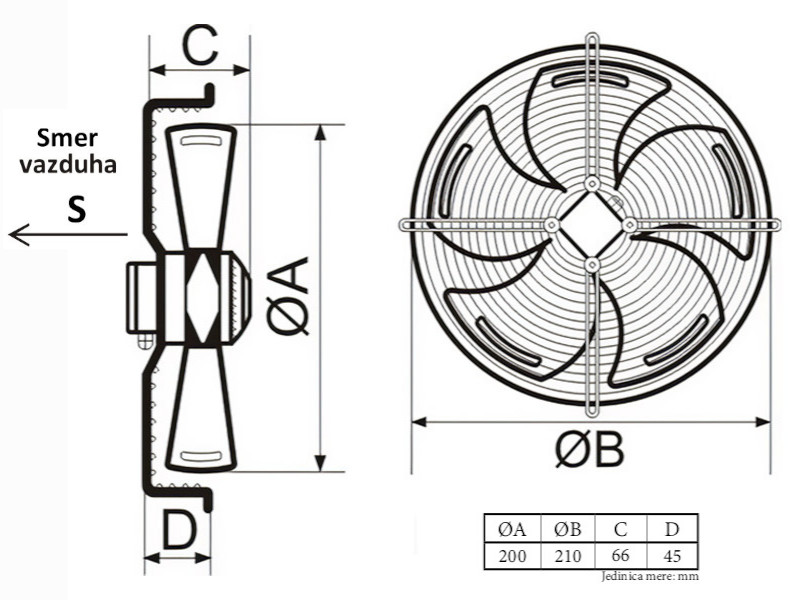 VENT AKSIJALNI YWF4E-200 S