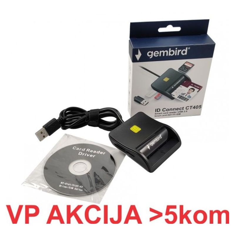 CRDR-CT405 ** Smart card reader USB2.0 Citac licne karte, sobracajne bank. +SD+TF+SIM reader (1039)