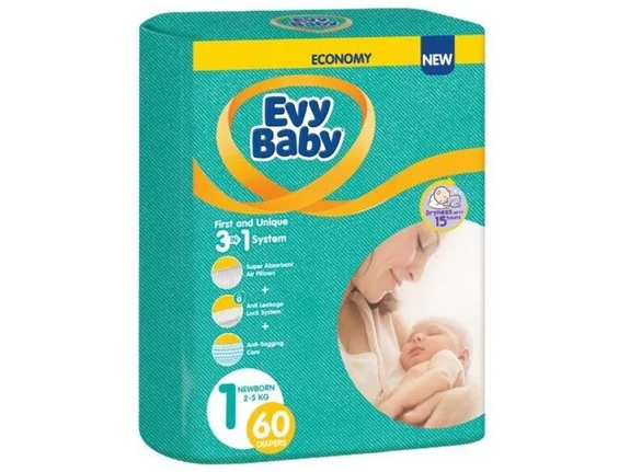 EvyBaby Pelene Twin 1 Newborn 2-5kg 60kom 3u1
