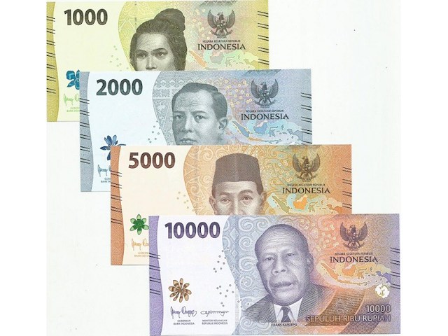 Indonesia 1000,2000,5000 i 10.000 rupiah 2022. UNC