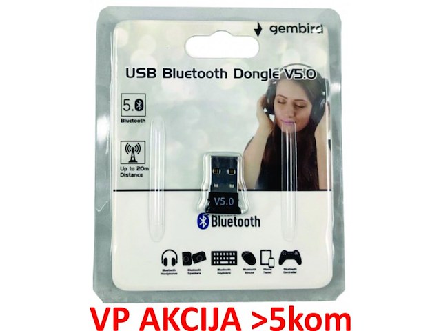 BTD-MINI8 ** Gembird USB2.0/3.0  Bluetooth dongle v5.0, 2.4Ghz 3MB/s(24Mbps) 8dBm 20m BR8651(399)