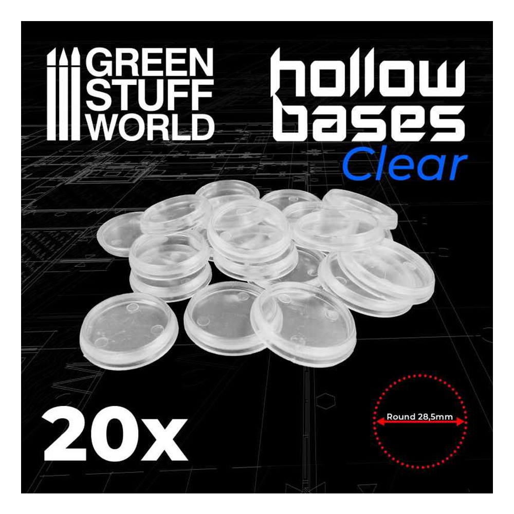 Plastic CLEAR Round HOLLOW Base 28.5mm - PACKx20