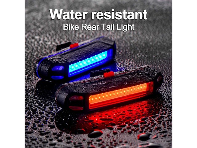 Svetlo za bicikl punjivo USB dvobojno plavo crveno 1kom