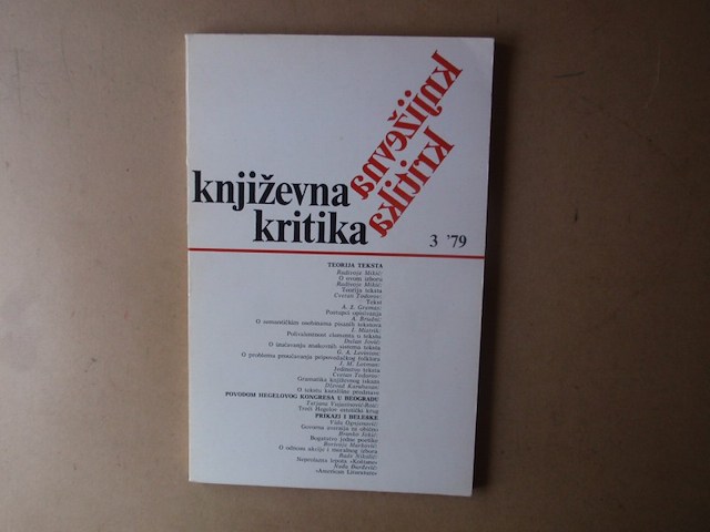 KNJIŽEVNA KRITIKA 3 / 1979