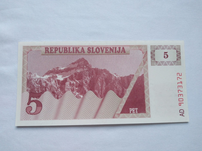 Словенија 5 толара,1991 год.УНЦ