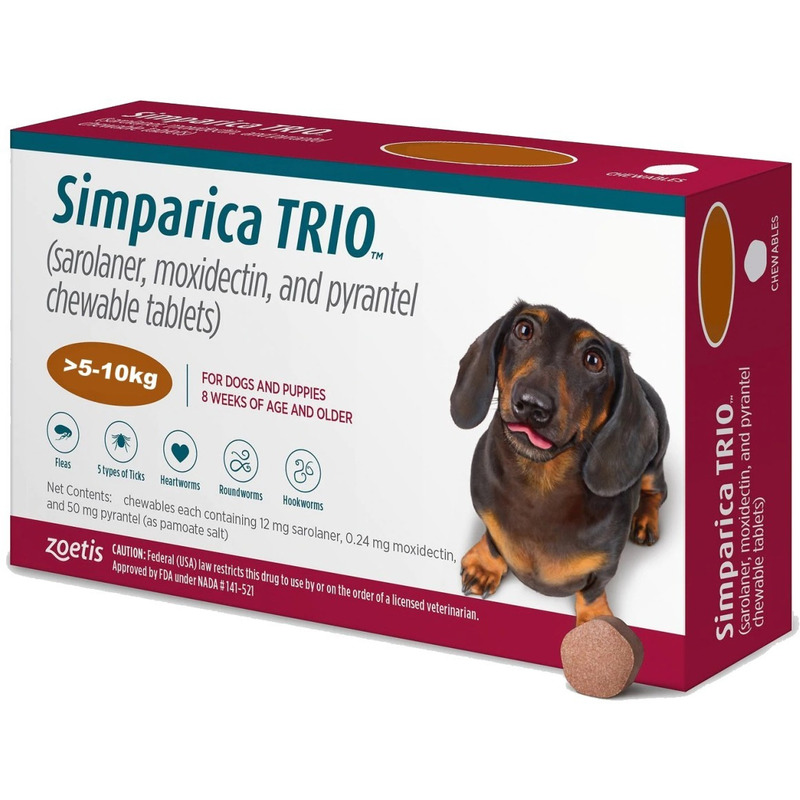 Simparica Trio 5-10kg, jedna tableta, dostupan samo u radnjama