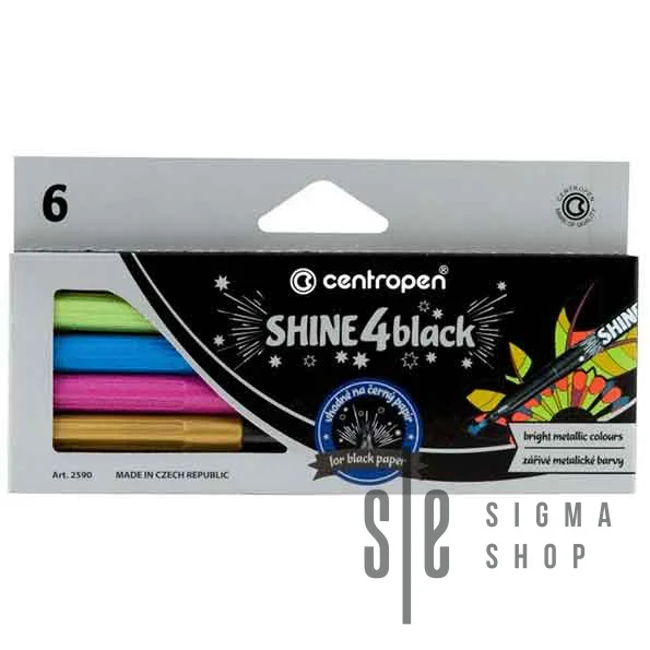 Flomasteri metalik Shine 4 Black Centropen