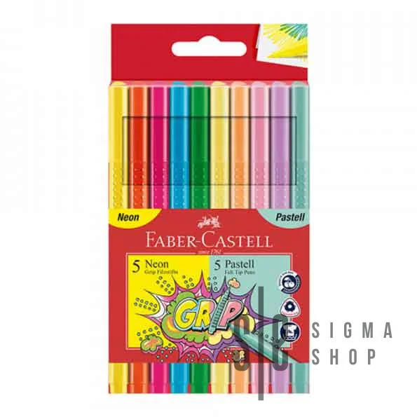 Flomaster Faber Castell Grip Neon 1/5 + Pastel 1/5 155312