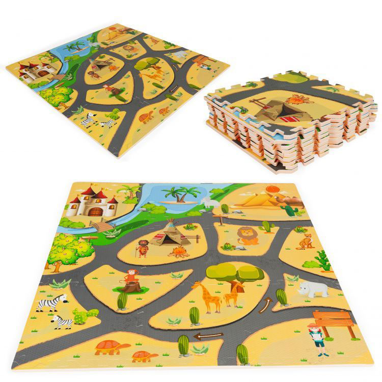 Eco Toys Podloga za igru za decu Safari Puzzle 9 elemenata 93X93cm ECOEVA009