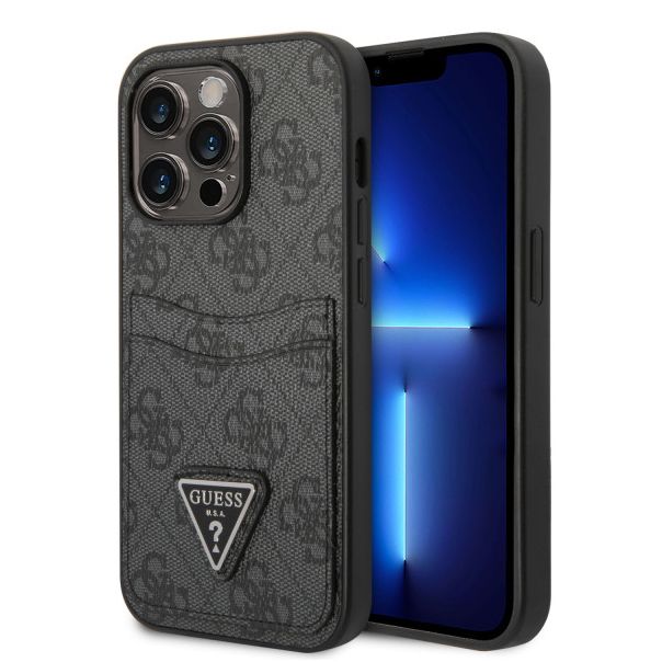 LICENSED GUESS GUESS Futrola za iPhone 14 Pro 4G DOUBLE CARD TRIANGLE BLACK