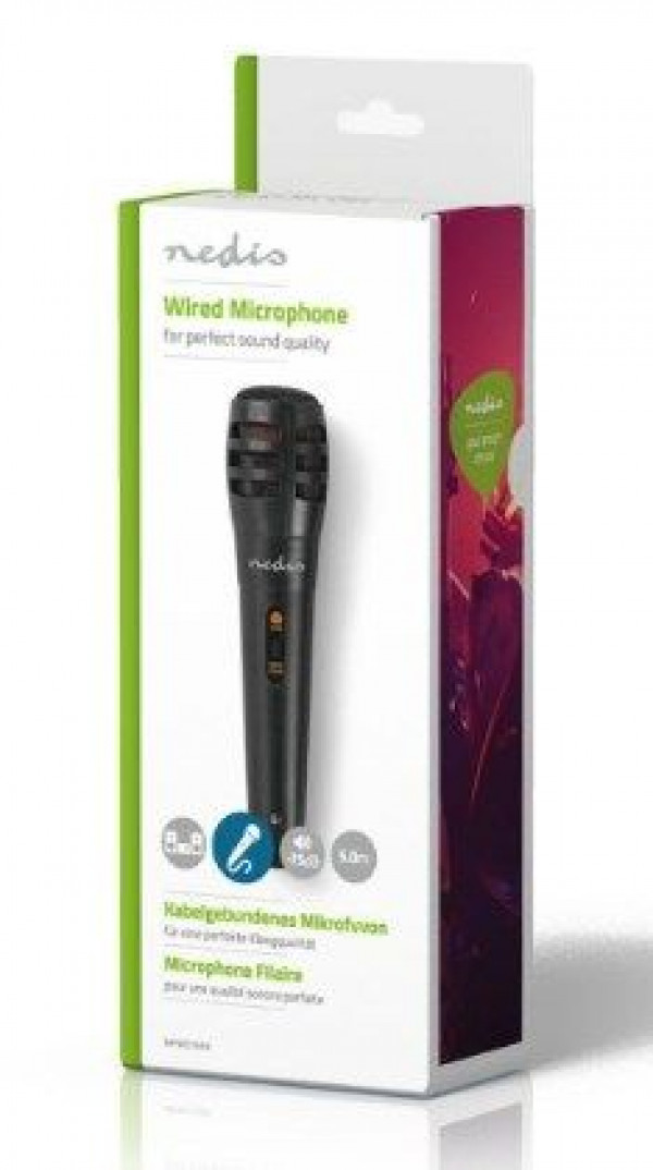 MPWD15BK Karaoke mikrofon, 6.35mm -75 dB+/-3dB Sensitivity, 80 Hz-12 kHz, 5.0m