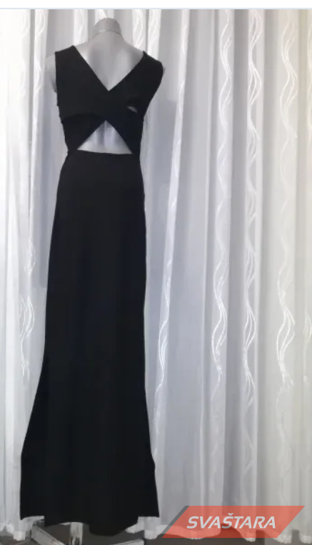 Crna duga haljina sa šlicevima AMISU