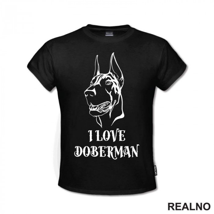 I LOVE DOBERMAN - SILUETA - PAS - DOG - MAJICA