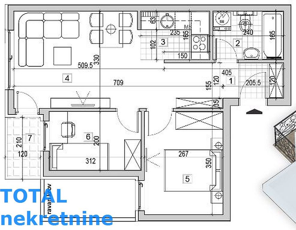 Stan,NOVI SAD,ADICE 46.00m2,81940€ , ID: 1093991