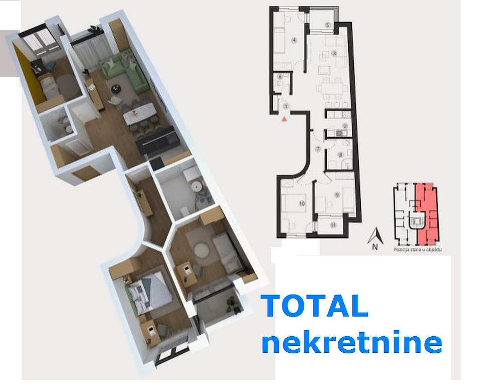 Stan,NOVI SAD,CENTAR 81.00m2,146000€ , ID: 1092949