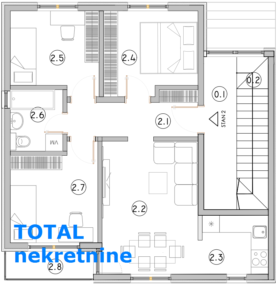 Stan,NOVI SAD,KLISA 61.00m2,103670€ , ID: 1095462