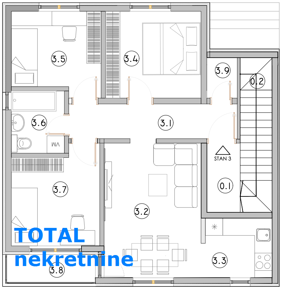 Stan,NOVI SAD,KLISA 63.00m2,107070€ , ID: 1095463