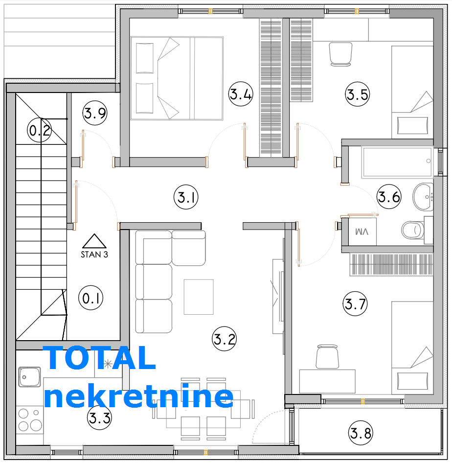 Stan,NOVI SAD,KLISA 63.00m2,107070€ , ID: 1095466