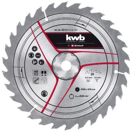 Einhell TCT rezni list 200x16 T20, pribor za stacionarne testere ( 49587151 )