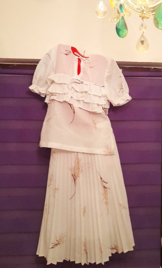 Komplet bluza sa karnerima i plisirana suknja