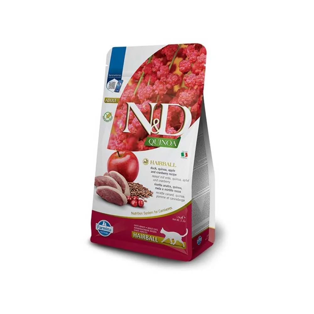 N&D Quinoa hrana za mačke - HAIRBALL Duck, Apple & Cranberry 1.5kg